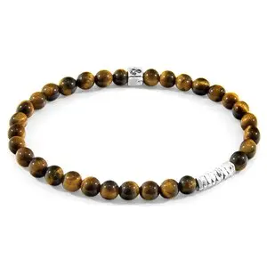 ANCHOR & CREW Tigers Eye Atrato Silver & Stone Bracelet - Brown