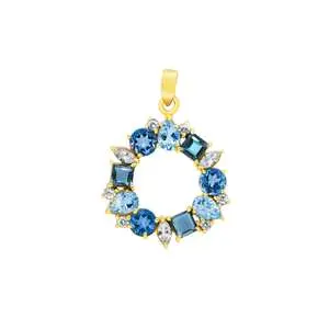 GEM BAZAAR JEWELLERY Gemstone Pendant - Gold/blue/white