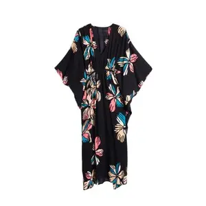 Saachi Tropical Sun Kaftan - Black