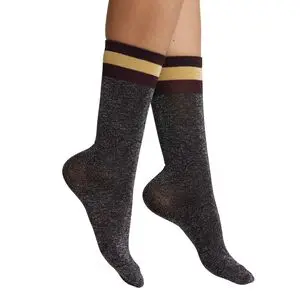HIGH HEEL JUNGLE BY KATHRYN EISMAN Varsity Lurex 3/4 Socks - Grey