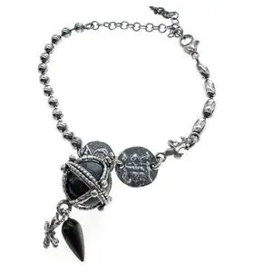 GEM KINGDOM Silver Back To The Future Sterling Silver Bracelet - Silver/black