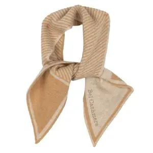BEL CASHMERE Neutrals Stripped Cashmere Scarf Camel - Beige