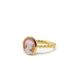 VINTOUCH ITALY Ginevra Mini Cameo Stack Ring - Gold/orange