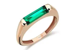 REIS JEWELLERY 14k Rose Gold Emerald Ring - Rose Gold/yellow