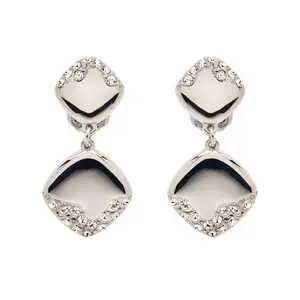 EMMA HOLLAND JEWELLERY Platinum Crystal Clip On Drop Earrings - Silver
