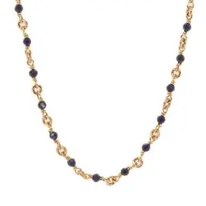 EBRU JEWELRY Lapis Lazuli Stone And Solid Gold Chain Necklace