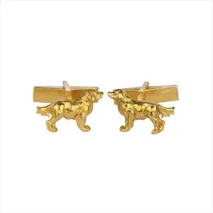 SIMON KEMP JEWELLERS Golden Retriever Cufflinks Eighteen Carat Gold On Recycled Sterling Silver Gold