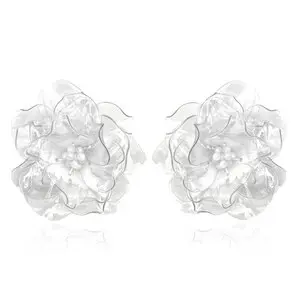 PINAR OZEVLAT Aerial Camellia Earrings - White
