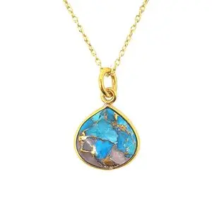 HARFI Gold Vermeil Plated Opal And Turquoise Necklace - Pink