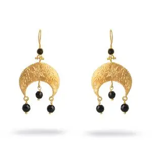 EBRU JEWELRY Mystic Moon Onyx Dangle Earrings - Gold/black