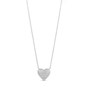 SHYMI Scattered Stone Heart Pendant Necklace - Silver