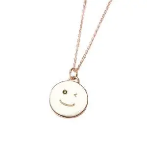 POSH TOTTY DESIGNS Wink Face Emerald Diamond Pendant Necklace - Silver