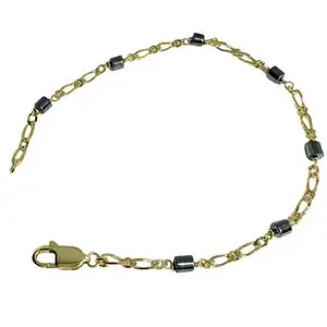 TG-JEWELLERY BY TAMARA GERVASIO Yellow Gold And Hematite Figaro Chain Bracelet - Gold/grey