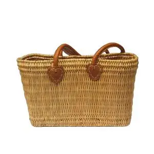 BERBER LEATHER Small Basket Tote Bag - Black