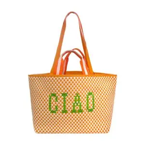 LILLY LOVES Embroidered Ciao Shopper Bag - Orange