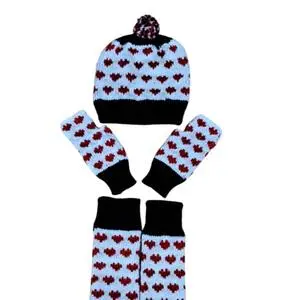 SPRINGMOONATELIER Handmade Knitted Wool Set - Black/red/white