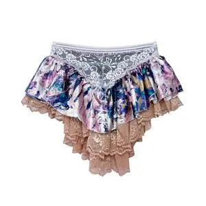ACID CAT Dark Tortie" Flouncy Mini Skirt - Silver