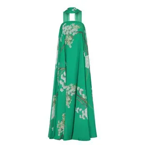 AGUACLARA Printed Strapless Maxi Dress With Scarf - Green