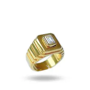 LINYA JEWELLERY Octagon Stone Signet Ring - White
