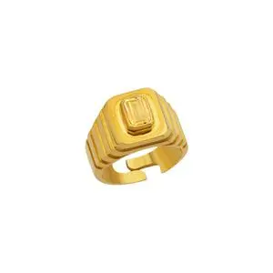 LINYA JEWELLERY Octagon Stone Signet Ring - Yellow