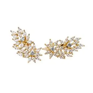 ZYNNIA COLLECTIVE Sterling Silver Flower Cluster Ear Climbers - Gold