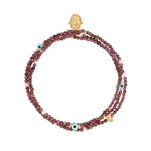 KARMA AND LUCK Garnet Birthstone Wrap Bracelet - Brown/red