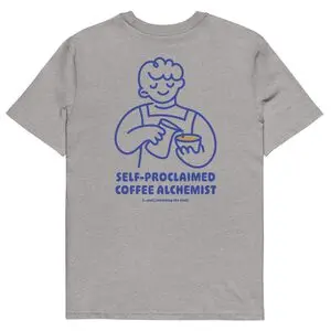 ANCHOR & CREW Heather Gustatory Coffee Alchemist Organic Cotton Embroidered T-shirt - Grey