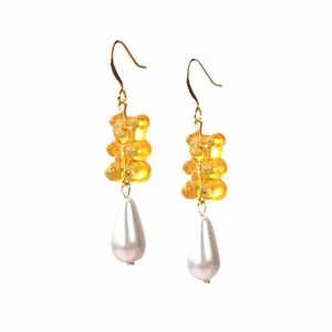 BY CHAVELLI Gummy Bear Pearl Drop Earrings - Orange