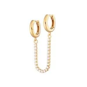 SCREAM PRETTY Tennis Chain Double Huggie Earring - Gold