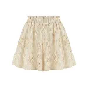 LILAMIE Tulum Loose Fit Elastic Waist Shorts - Beige