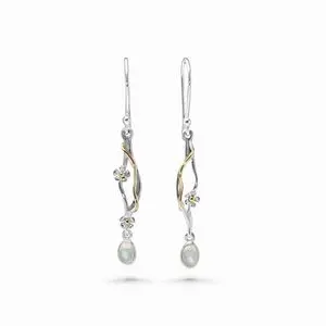 ISLA SILVER Flower & Rainbow Moonstone Drop Earrings - Silver