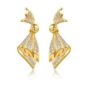 CLASSICHARMS Pavé Butterfly Drop Earrings - Gold