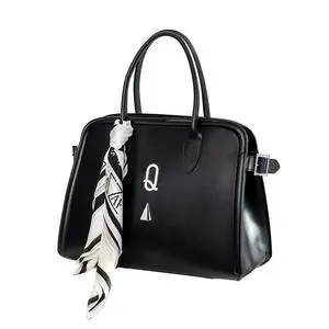VAZAF Smooth Leather Tote Bag With Scarf