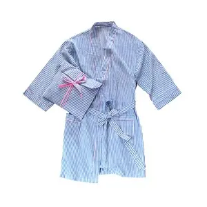 LILLY LOVES Striped Kimono Robe - Blue