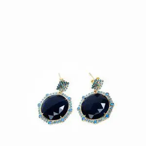ADDICTED2 Stud Earrings With Zirconia And Turquoise - Blue/gold