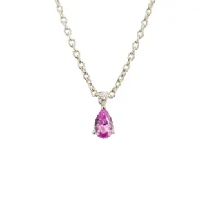 JUVETTI  Ori Sapphire And Diamond Pendant Necklace - Silver/white/pink