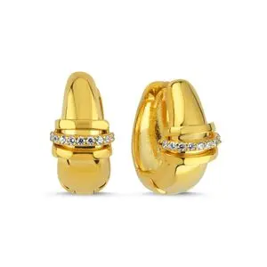 LINYA JEWELLERY Stone Mini Hoop Earrings - Gold