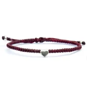 HARBOUR UK Valentino Sterling Silver Heart Rope Bracelet - Red