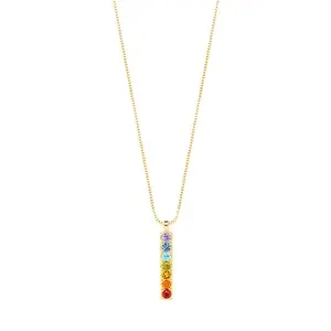 SEVEN SAINTS Chakra Align Bar Necklace Over Sterling Silver - Gold