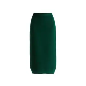 PAISIE Ribbed Knit Midi Skirt - Green