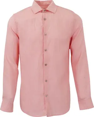 LORDS OF HARLECH Lionel Linen Button Down Shirt Fresh - Pink