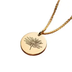 POSH TOTTY DESIGNS Engraved April Daisy Birth Flower Necklace - Gold
