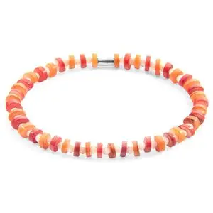 ANCHOR & CREW Alice Silver & Freshwater Shell Skinny Bracelet - Orange