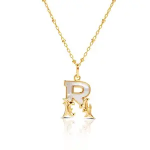 KASUN LONDON Plated Initial Necklace - Gold
