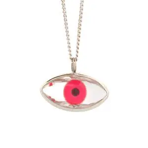 EBRU JEWELRY Evil Eye Pendant Sterling Silver Necklace - Red/silver