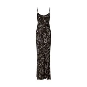 LILY ROU Printed Silk Ray Midi Slip Dress - Black