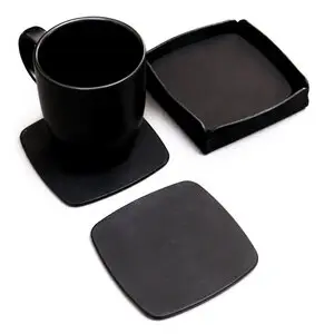 ROARCRAFT Leather Coaster Set Of 5 - Black