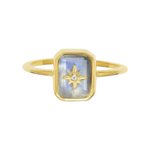 LA KAISER Rainbow Moonstone And Diamond Ring - Gold