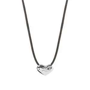 MURU Heart Cord Necklace - Silver