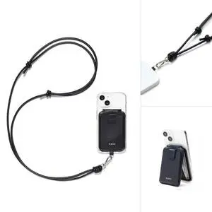 NAOA Bundle Mag-safe Wallet & Cross Body Phone Strap - Black